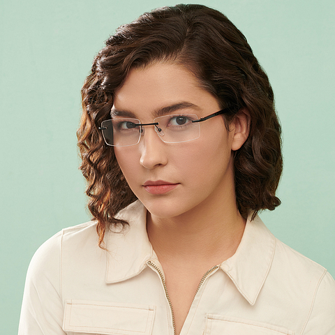 Buy Black Red Rimless Rectangle Lenskart Air Air Essentials LA E12375 ...