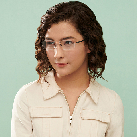 Buy Grey Blue Rimless Rectangle Lenskart Air fusion LA E12386-C2 ...