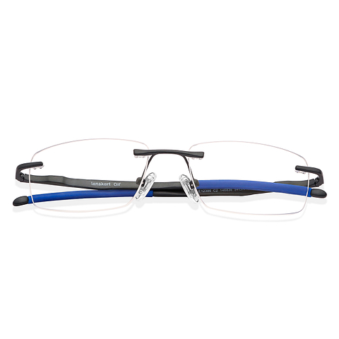 Buy Grey Blue Rimless Rectangle Lenskart Air fusion LA E12386-C2 ...