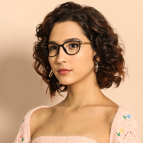 Buy Black Gold Black Full Rim Cat Eye Lenskart Air fusion LA E12855-C3 ...