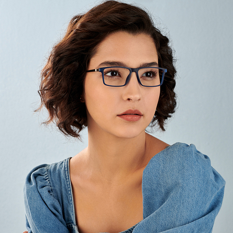 Buy Navy Blue Gunmetal Navy Blue TR90 Rectangle Lenskart Air fusion LA ...