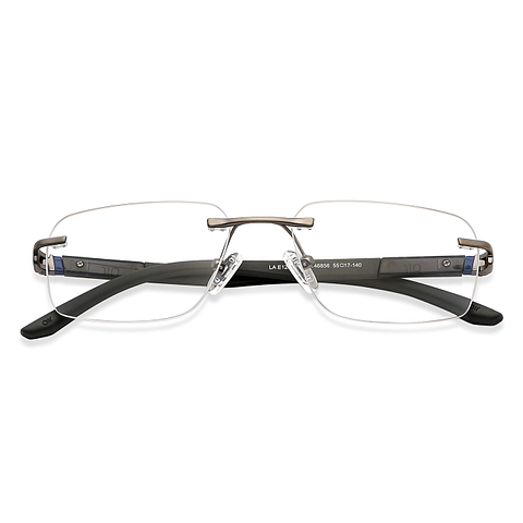 Buy Matte Gunmetal Grey Rimless Rectangle Lenskart Air Essentials LA ...