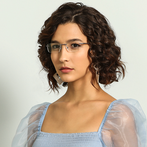 Blue Block Phone Computer Glasses: Grey Black Green Rimless Rectangle ...