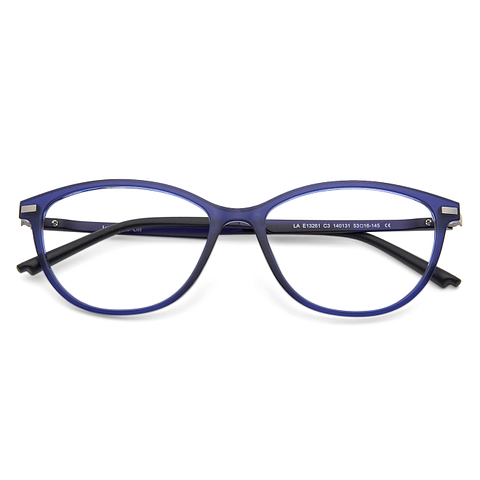 Buy Blue Transparent Silver Black Full Rim Cat Eye Lenskart Air Online ...