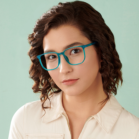 Buy Blue Transparent Full Rim Square Lenskart SG Essentials LA E13385AF ...