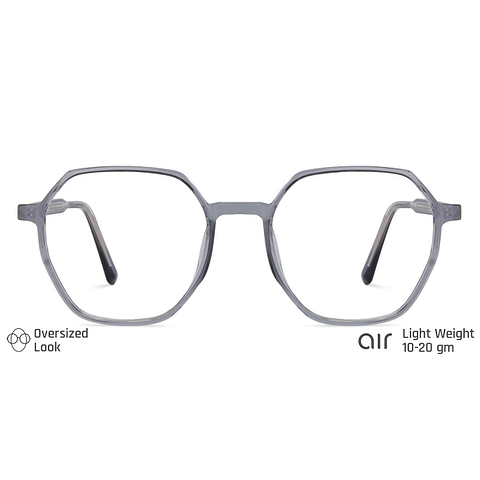 Buy Grey Transparent Silver Full Rim Hexagonal Lenskart Air Essentials ...