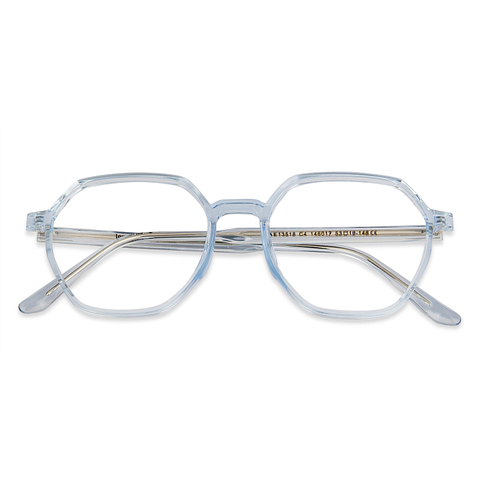 Buy Blue Transparent Silver Full Rim Hexagonal Lenskart Air Essentials ...