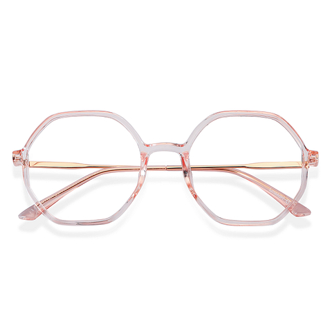 Buy Pink Transparent Pink Gold Full Rim Hexagonal Lenskart SG ...