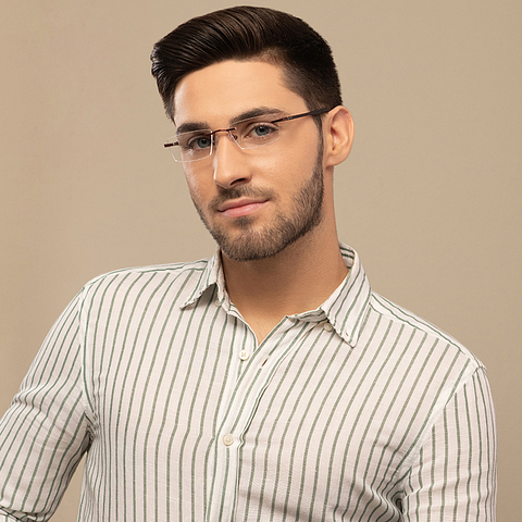 Buy Matte Brown Black Rimless Rectangle Lenskart Air Flex E13271-C3 ...