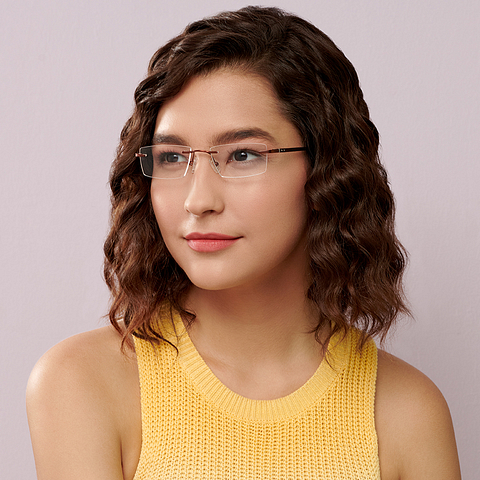 Buy Matte Brown Black Rimless Rectangle Lenskart Air Flex E13271-C3 ...