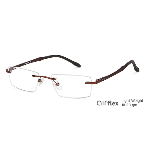 Buy Matte Brown Black Rimless Rectangle Lenskart Air Flex E13271-C3 ...