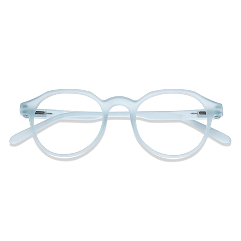 Buy Blue Block Screen Glasses: Sky Blue Transparent Full Rim Round ...