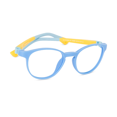 Buy Kids Glasses: Matte Sky Blue Yellow Sky Blue Full Rim Round Kids 8 ...