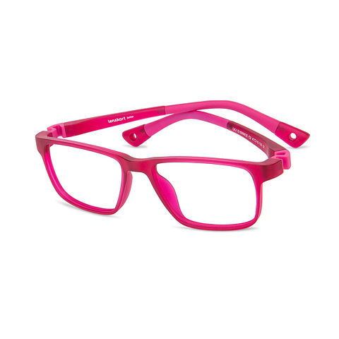 Buy Blue-Block Kids Computer Glasses: Matte Pink Transparent Full Rim ...