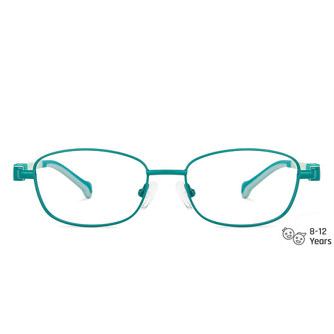 Kids Glasses: Green Sky Blue Full Rim Rectangle Kids (8-12 yrs ...