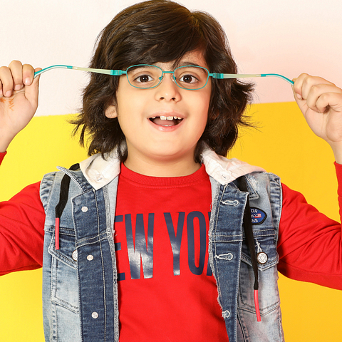 Buy Kids Glasses: Green Sky Blue Full Rim Rectangle Kids 8-12 yrs ...