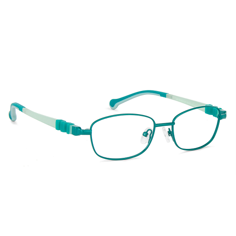 Kids Glasses: Green Sky Blue Full Rim Rectangle Kids (8-12 yrs ...