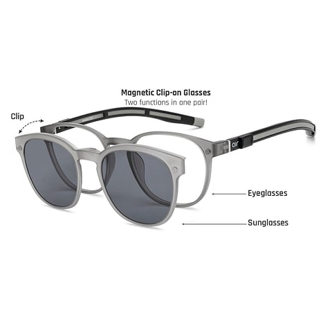 Buy Grey Transparent Full Rim Round Lenskart Air Switch LA E15851-C1 ...