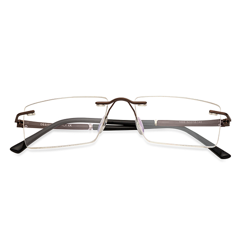 Buy Brown Black Brown Rimless Rectangle Polo Sports Sleek Steel 1005-C5 ...