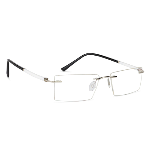Silver Black White Rimless Rectangle Polo Sports Sleek Steel 1006-C2 ...