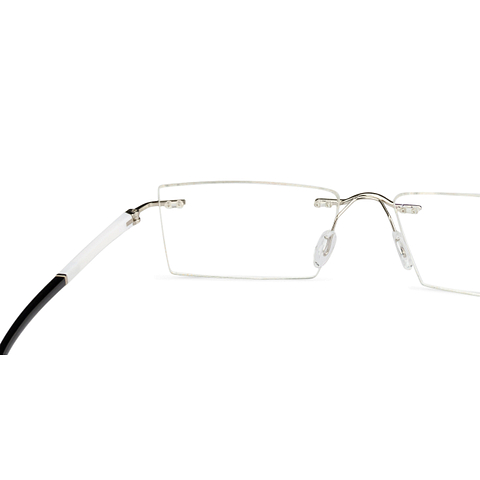 Silver Black White Rimless Rectangle Polo Sports Sleek Steel 1006-C2 ...