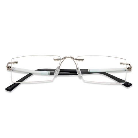 Silver Black White Rimless Rectangle Polo Sports Sleek Steel 1006-C2 ...