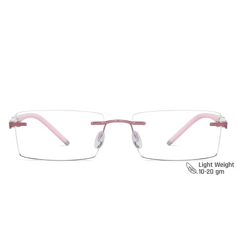 Buy Pink Rimless Rectangle Solid Air Fusion 002-C5 Eyeglasses at Lenskart.