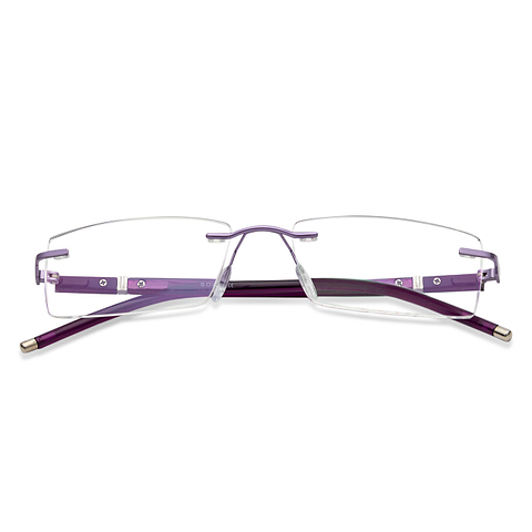 Buy Purple Rimless Rectangle Solid Air Fusion 004-C7 Eyeglasses at ...