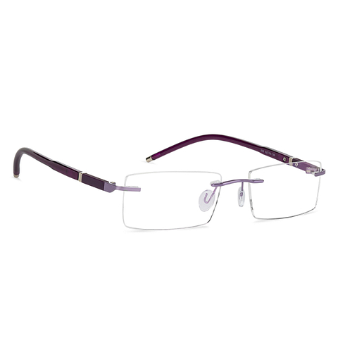 Buy Purple Rimless Rectangle Solid Air Essentials 002-C8 Eyeglasses at ...