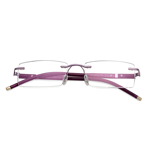 Buy Purple Rimless Rectangle Solid Air Essentials 002-C8 Eyeglasses at ...