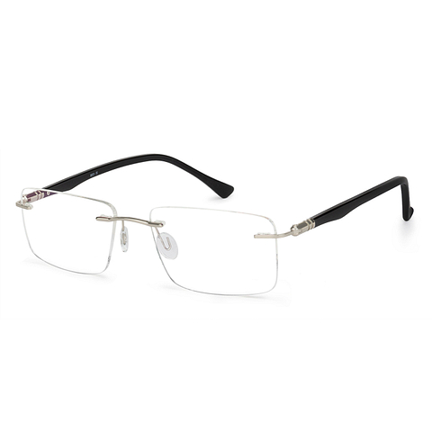 Buy Silver Black Rimless Rectangle Solid Air Fusion 001-C2 Eyeglasses ...