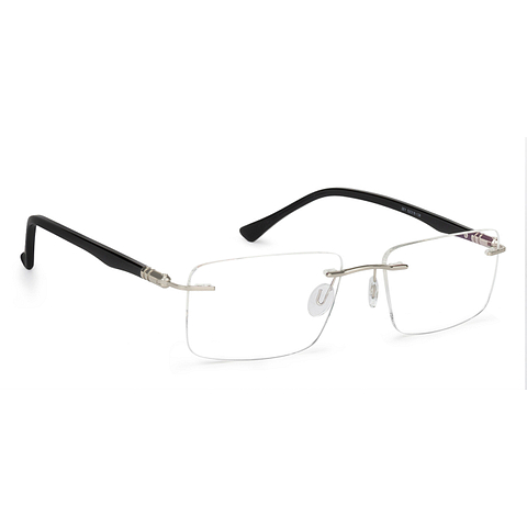 Buy Silver Black Rimless Rectangle Solid Air Fusion 001-C2 Eyeglasses ...