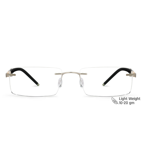 Buy Silver Pink Black Rimless Rectangle Solid Air Essentials 001-C1 ...