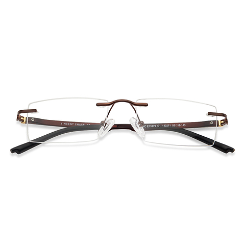 Buy Matte Brown Black Rimless Rectangle Lenskart Air Air Flex VC E13279 ...