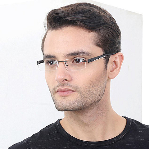 Black White Rimless Rectangle Lenskart Air Essentials VC 0317-10W0 ...