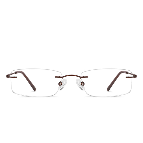 Buy Brown Rimless Rectangle Vincent Chase SLEEK STEEL VC 5881 - C11 ...
