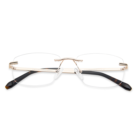 Buy Gold Tortoise Rimless Rectangle Vincent Chase SLEEK STEEL VC E11789 ...
