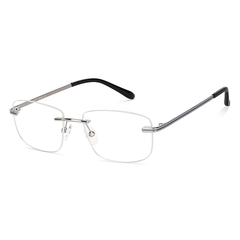 Silver Blue Black Rimless Rectangle Vincent Chase SLEEK STEEL VC E11789 ...
