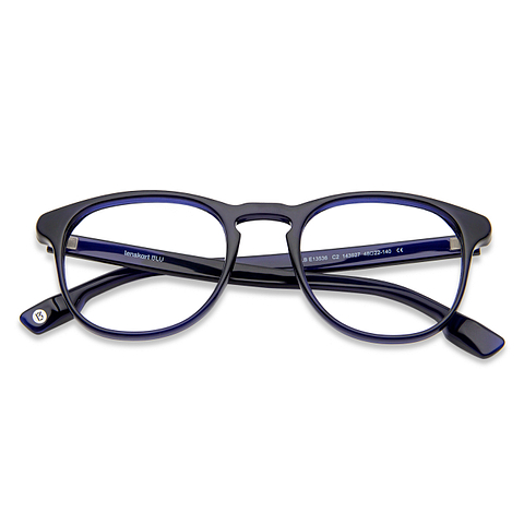 Buy Blue Block Screen Glasses: Blue Transparent Full Rim Round Lenskart ...