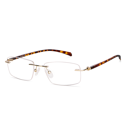 Buy Gold Brown Tortoise Rimless Rectangle Lenskart Air Essentials VC ...