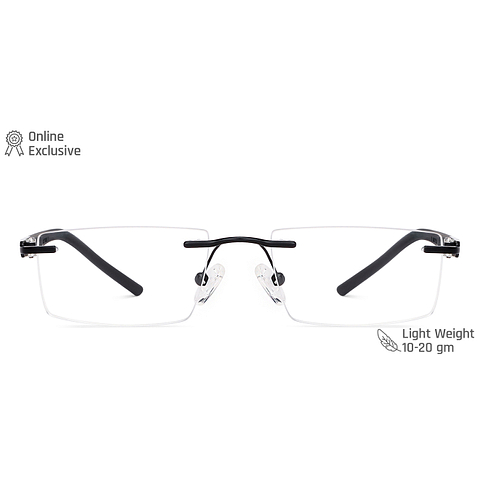 Buy Matte Black Rimless Rectangle Lenskart Air Essentials VCE11867-C3 ...