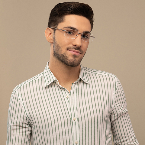 Gunmetal Brown Cream Rimless Rectangle Lenskart Air LA Air fusion VC ...