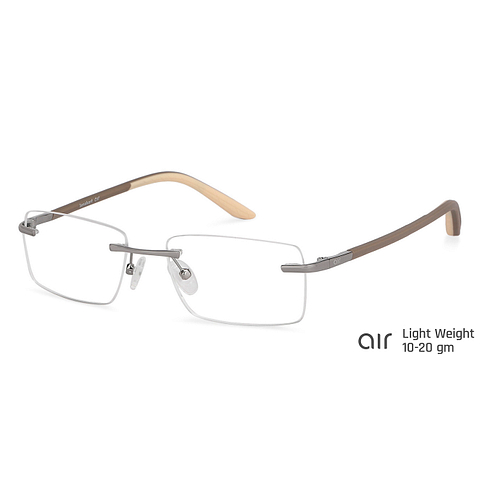 Gunmetal Brown Cream Rimless Rectangle Lenskart Air LA Air fusion VC ...