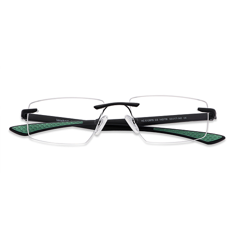 Buy Black Green Rimless Rectangle Lenskart Air Essentials LA VC E12879 ...