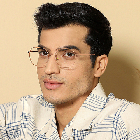 Buy Rose Gold Black Full Rim Geometric Vincent Chase Online SLEEK STEEL ...