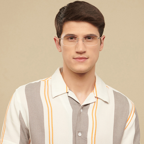 Silver Black Rimless Rectangle Vincent Chase SLEEK STEEL VC E13268-C2 ...