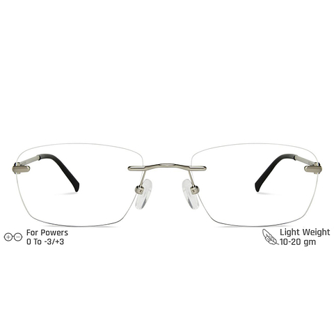 Buy Silver Black Rimless Rectangle Vincent Chase Online SLEEK STEEL VC ...