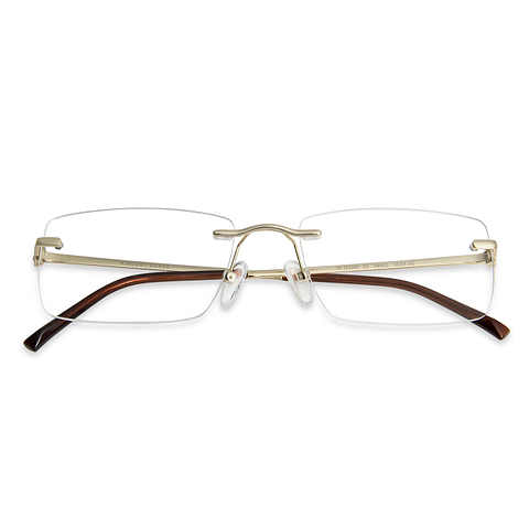 Buy Gold Brown Rimless Rectangle Vincent Chase Online SLEEK STEEL VC ...