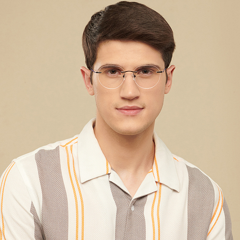 Buy Black Blue Black Rimless Geometric Vincent Chase SLEEK STEEL VC ...