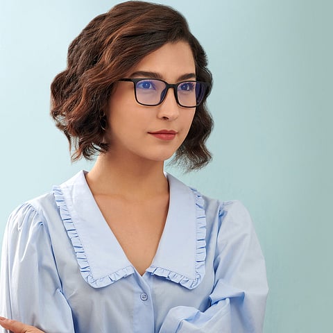 Buy Blue Block Zero Power Screen Glasses : Matte Black Full Rim Square ...